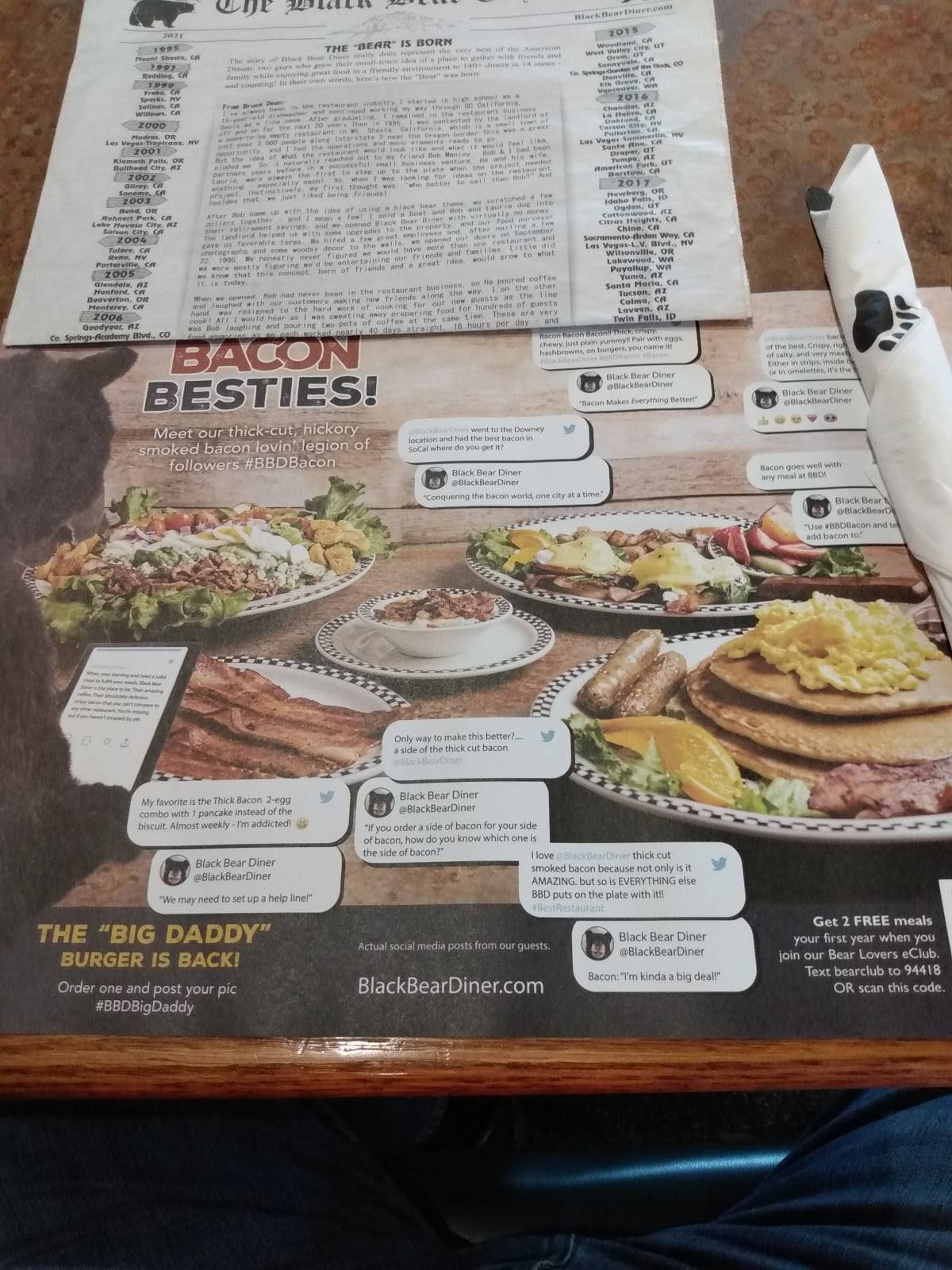 Menu at Black Bear Diner Moore restaurant, Moore, 920 SW 25th St