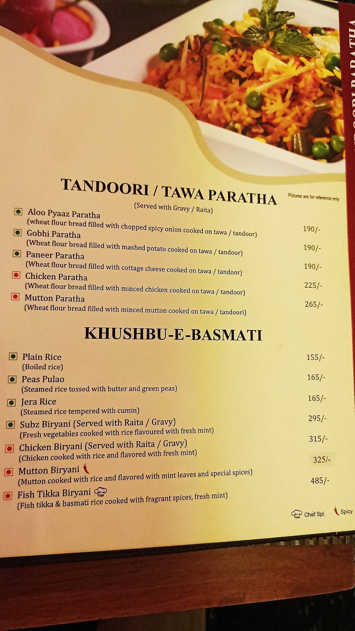 Menu at Pind Balluchi, Moradabad, Siddhi Towers