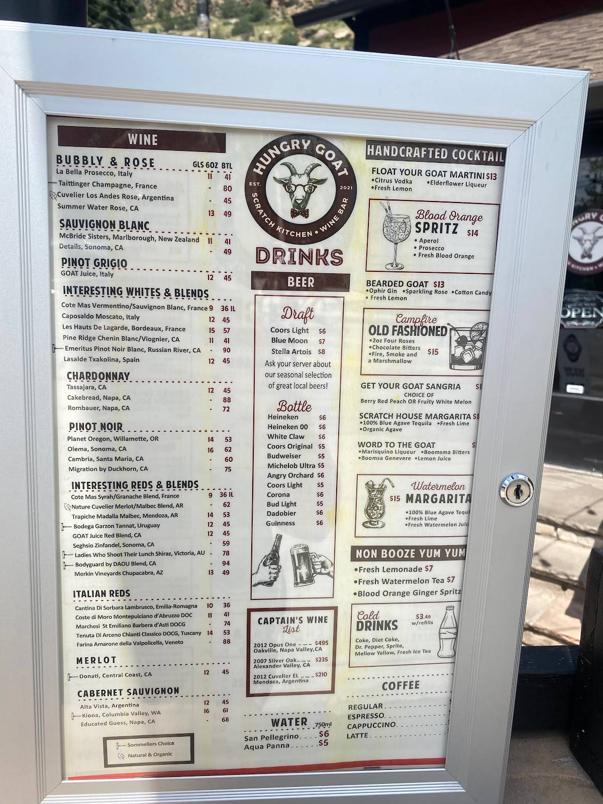 Menu at Hungry Goat Scratch Kitchen and Wine Bar, Morrison