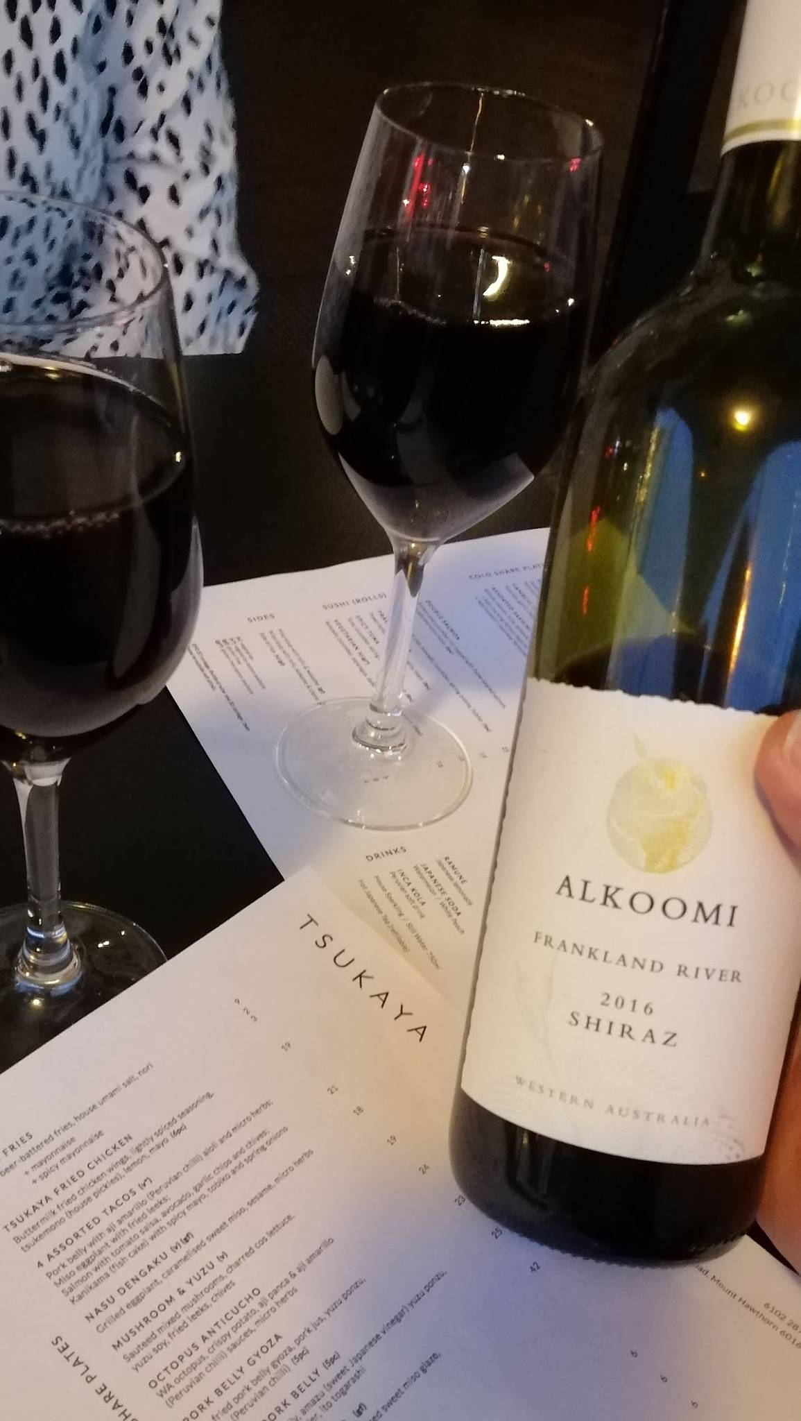 Menu at Tsukaya Restaurant, Mount Hawthorn