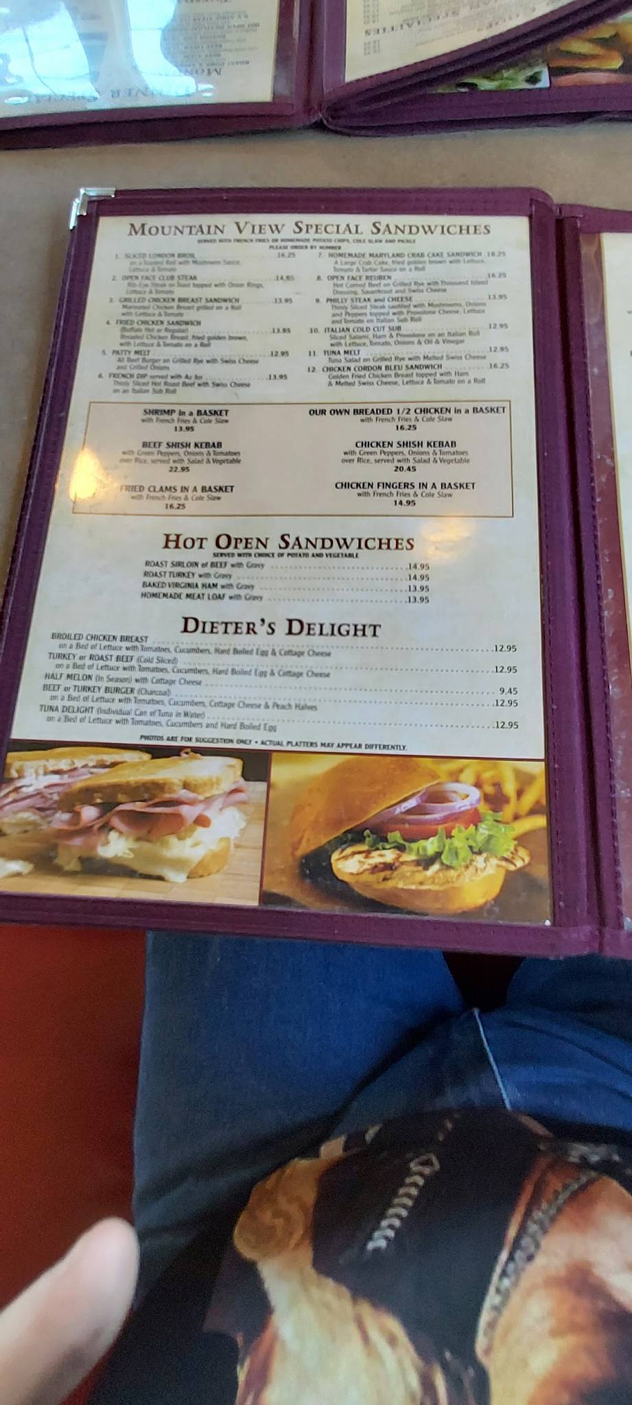Menu at Mountain View Diner restaurant, Charles Town