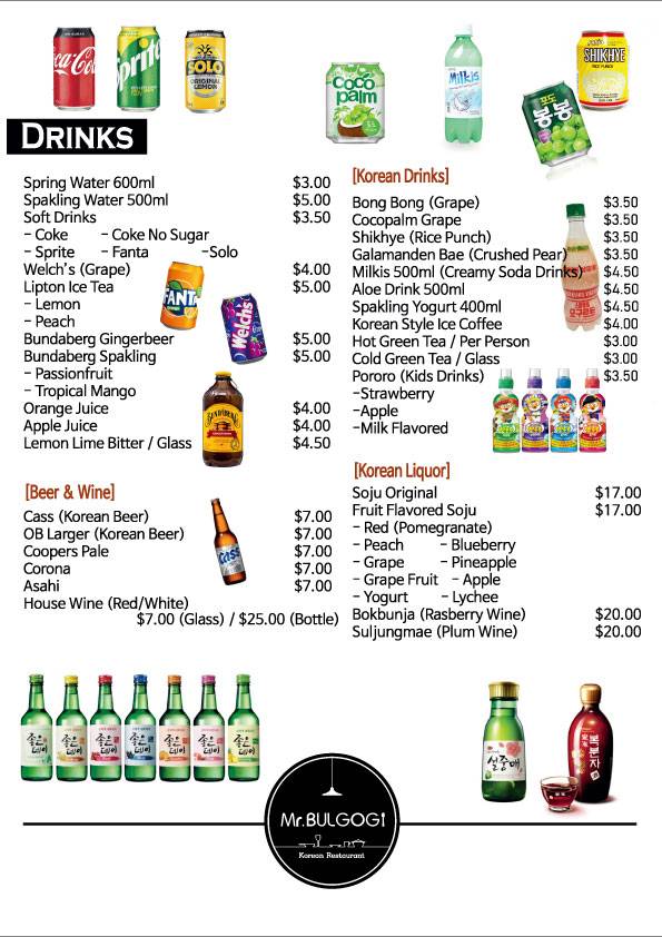 Menu at Mr Bulgogi Korean Restaurant Adelaide CBD, Adelaide