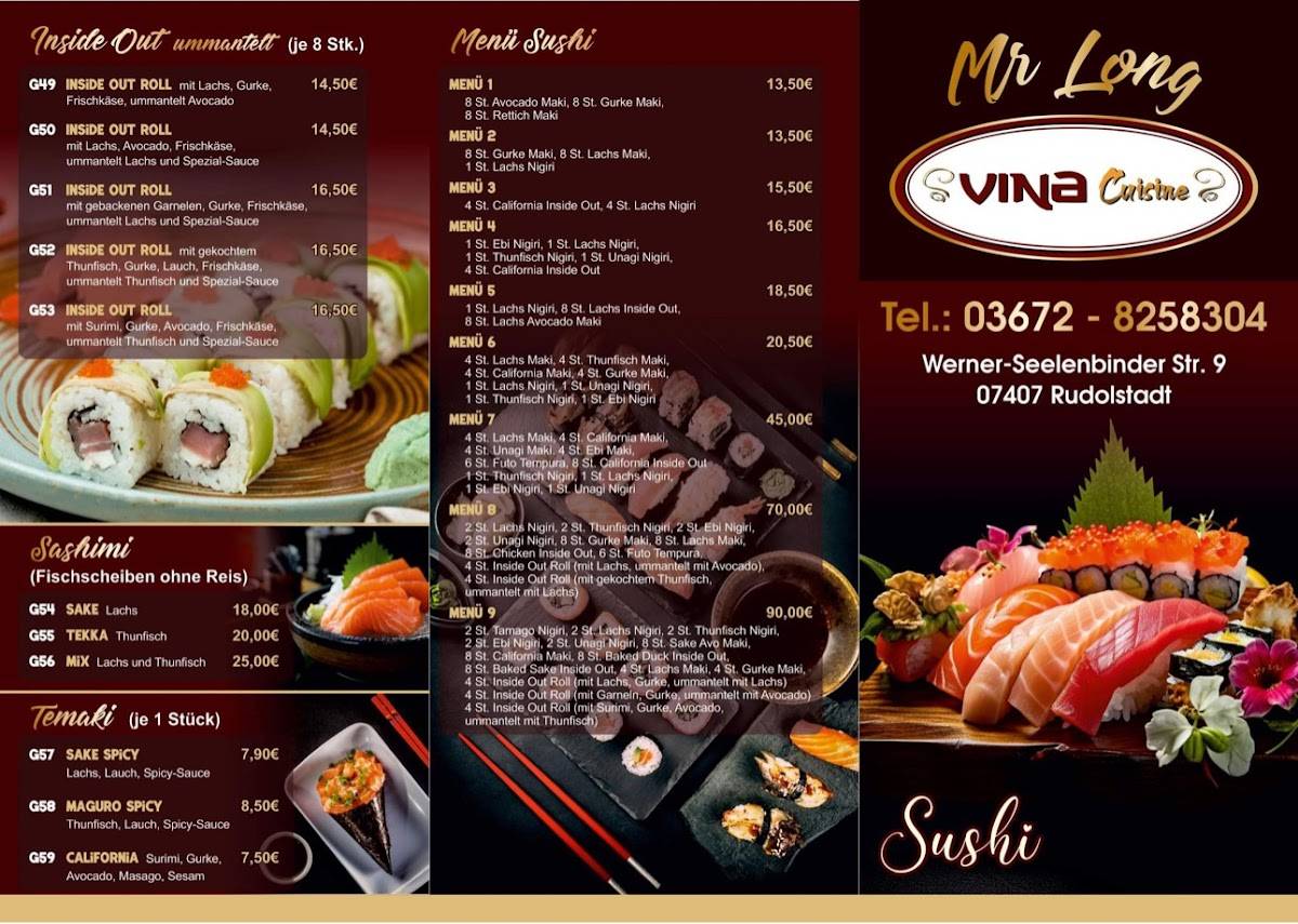 Menu at Mr Long Vina Cuisine restaurant, Rudolstadt