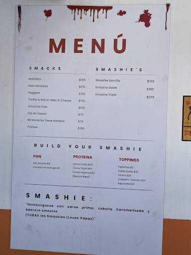 Menu at Mr Smashie (Lazaro Cardenas) restaurant, Monterrey