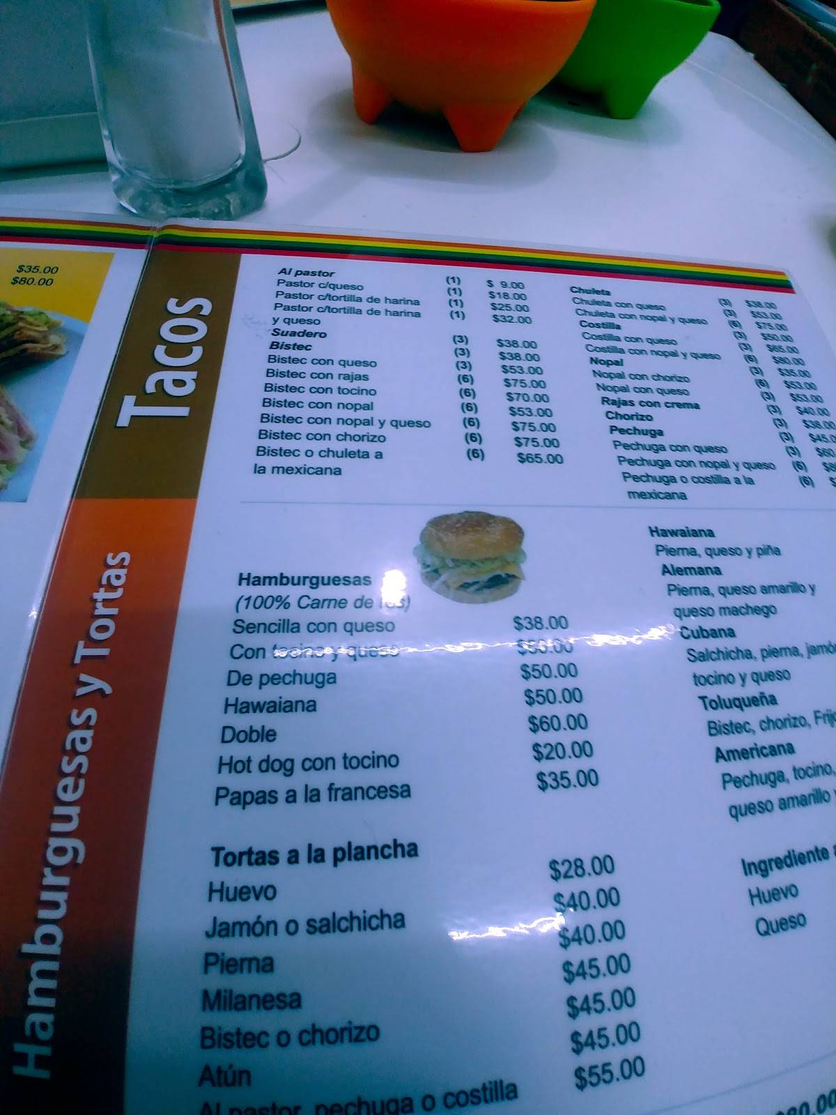 Carta del restaurante Mr. Taco, Chalco del Díaz Covarrubias