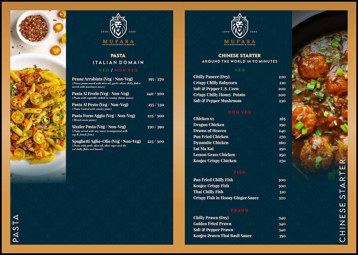 Menu at Mufasa Cafe, Restaurant & Lounge, Kolkata