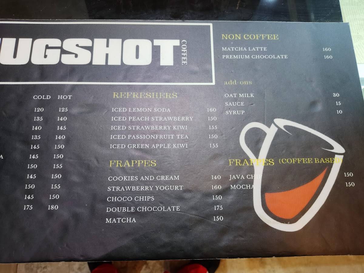 Menu at MugShot Coffee, Caloocan
