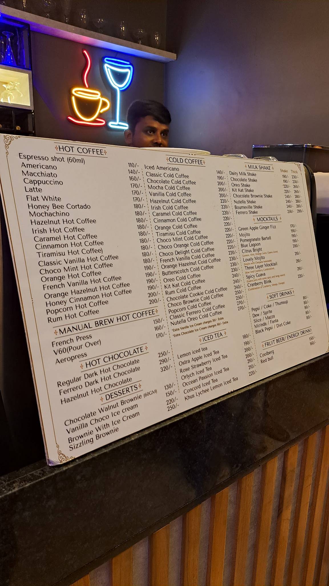 Menu at Mum's Cafe, Vadodara