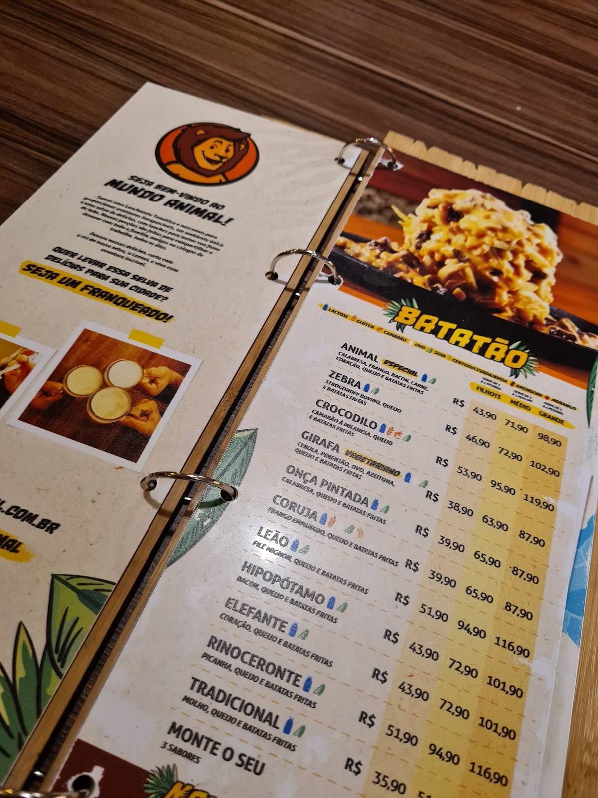 Menu em Mundo Animal Lanchonete Temática Interlagos - Comidas e Bebidas ...