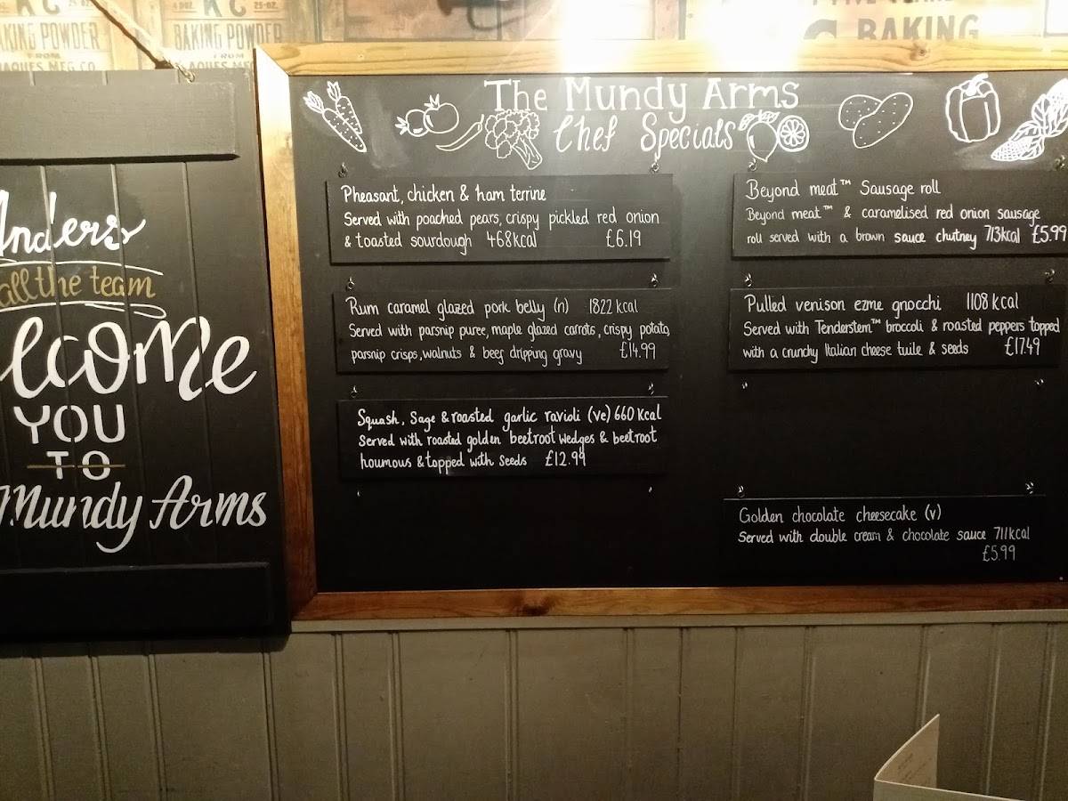 Menu at Mundy Arms pub & bar, Derby