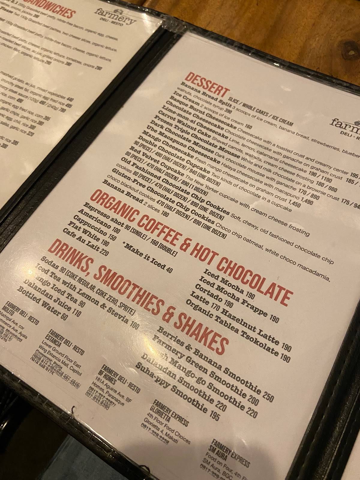 Menu at Farmery Deli-Resto Molito restaurant, Muntinlupa