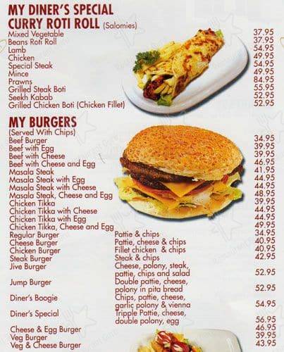 Menu at My Diners Pavilion Mall restaurant, Durban, Shop CL 05