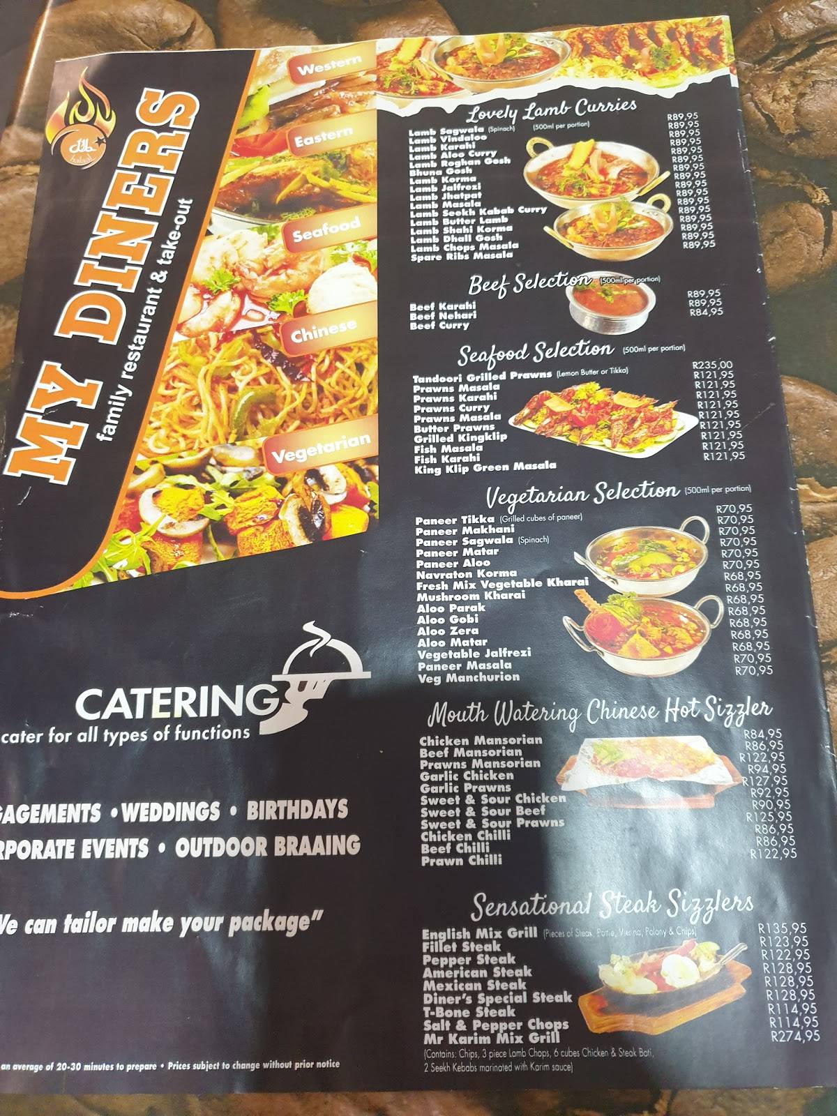 Menu at My Diners Pavilion Mall restaurant, Durban, Shop CL 05
