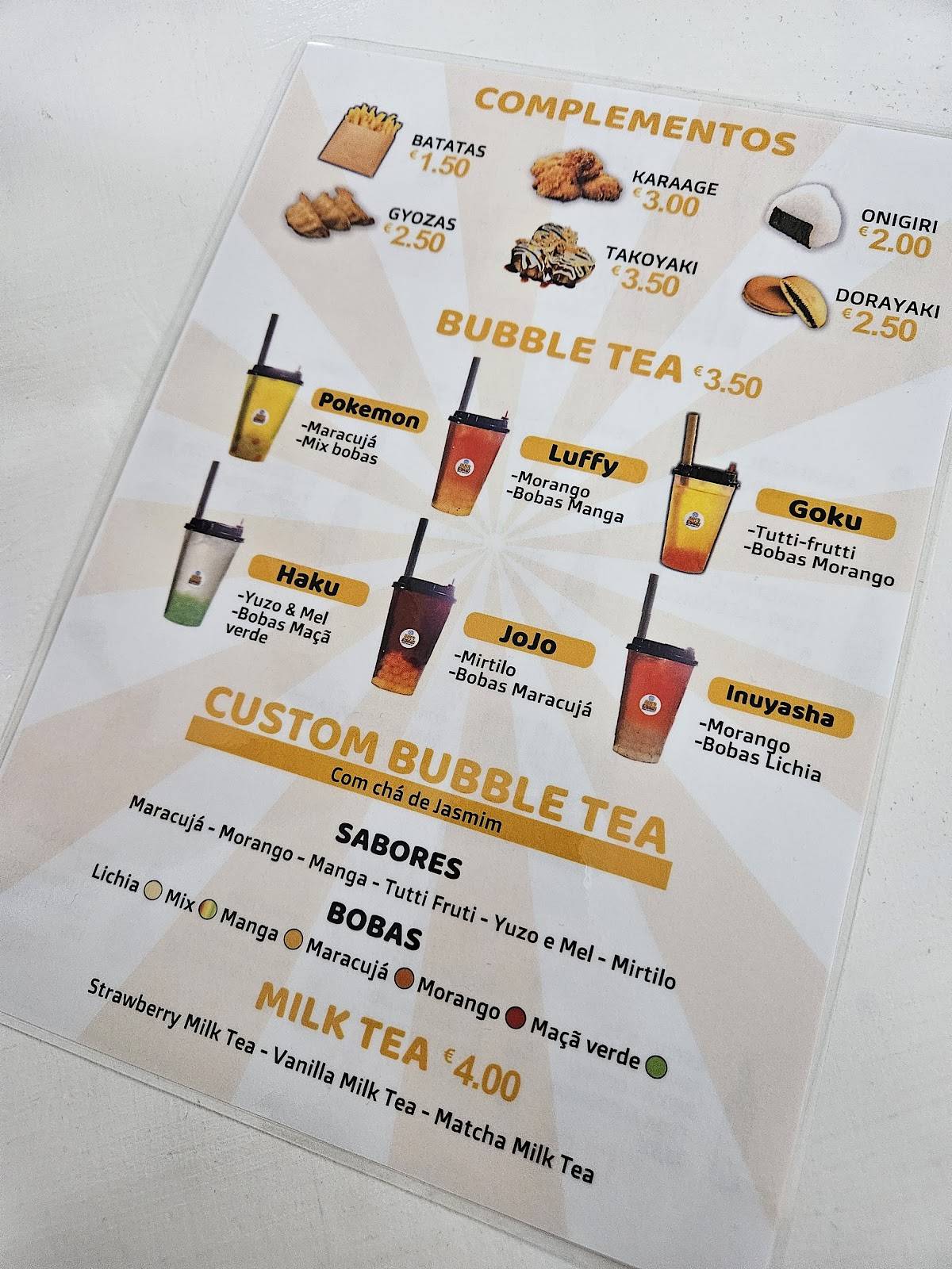Menu em NARUTO UZUMAKI RESTAURANT, Braga