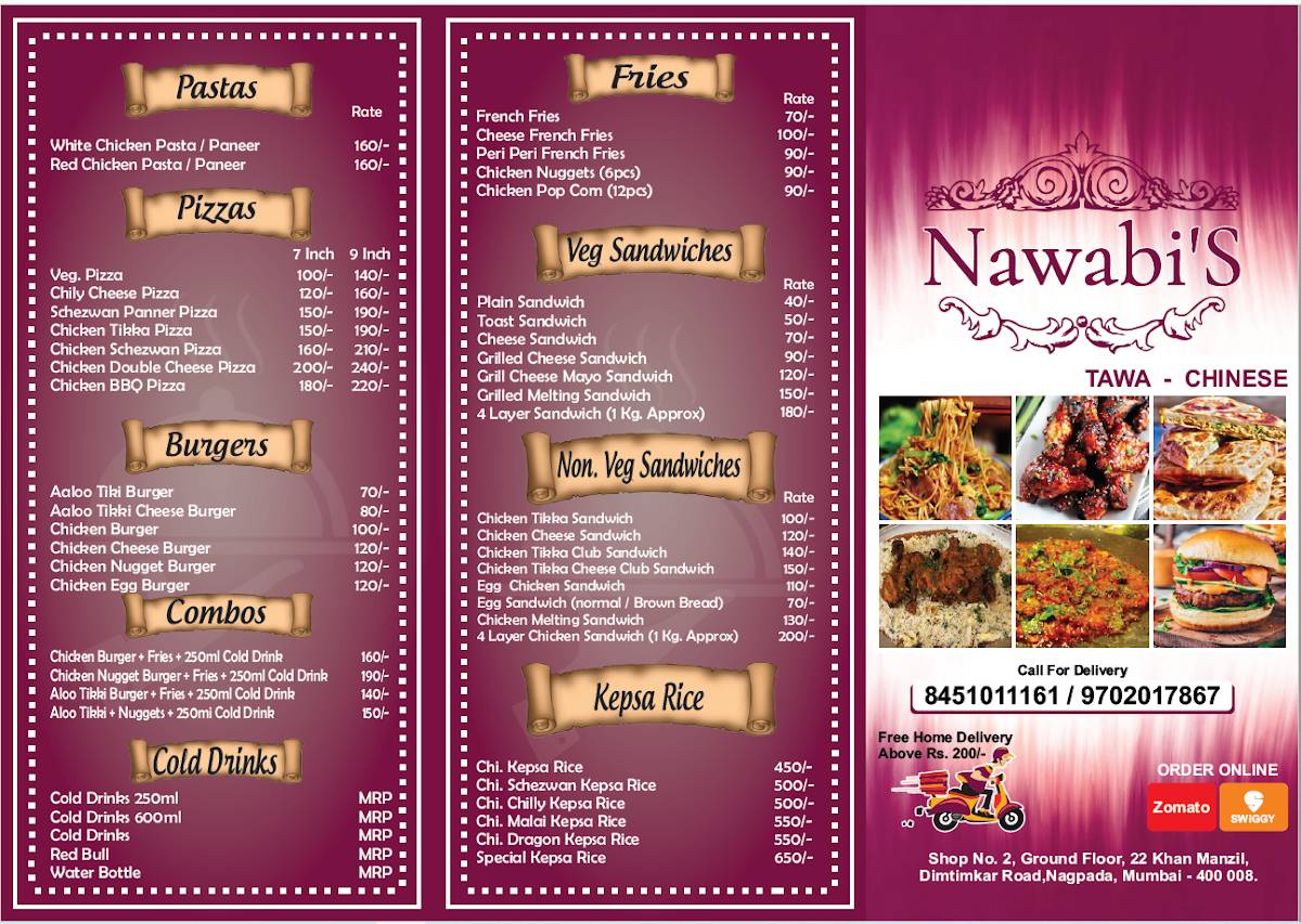 Menu at NAWABI'S, Mumbai