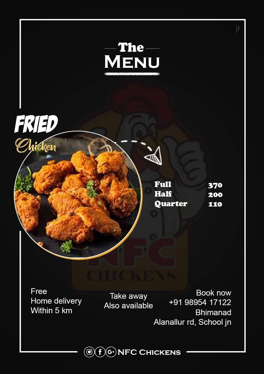 Menu at NFC Fried Chickens, Bhimanad