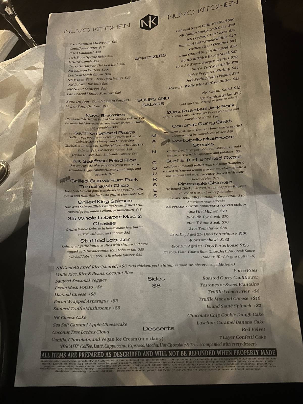 Menu at NK Restaurant, East Meadow, Hempstead Tpke