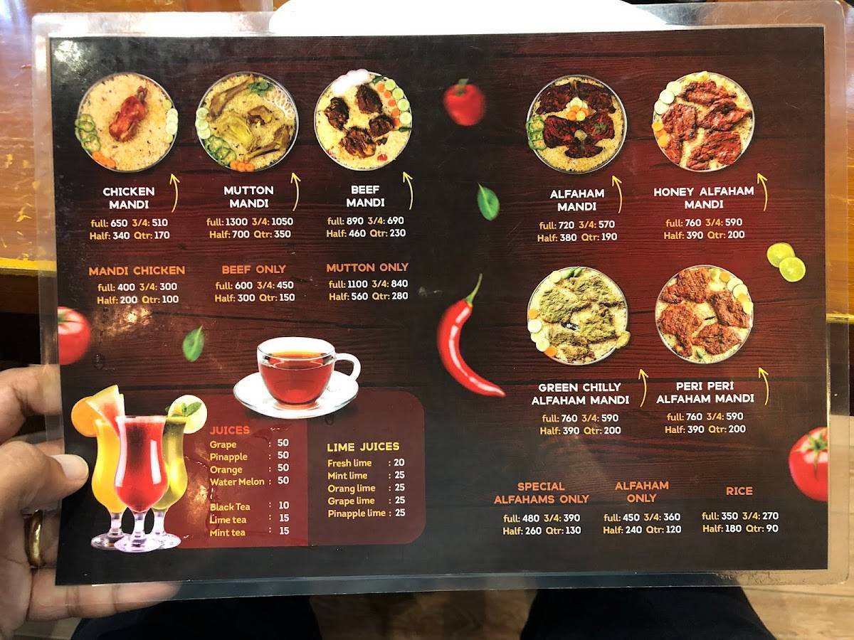 Menu at Nahdi Kuzhimandhi, Palakkad