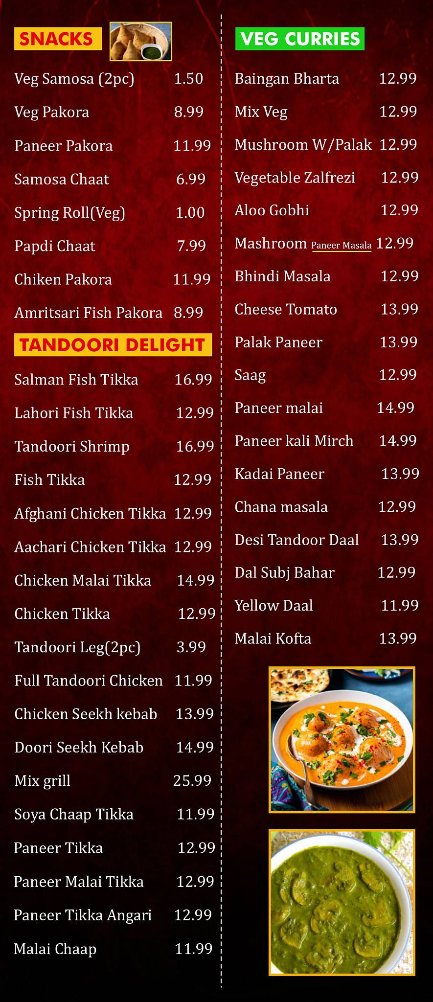 Menu au Namaste London - Bar & Grill, Cambridge