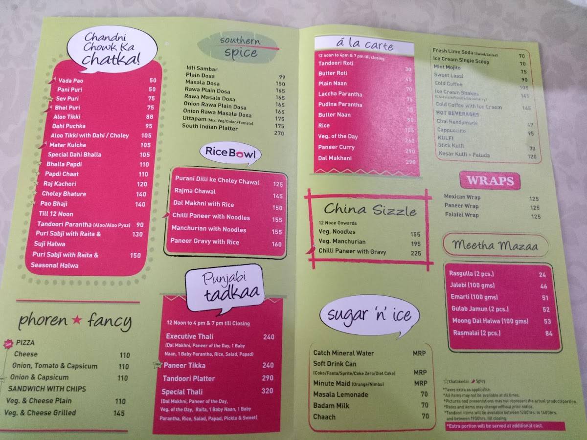 Menu at Namaste Midway Mansurpur, Munawwarpur Khurd