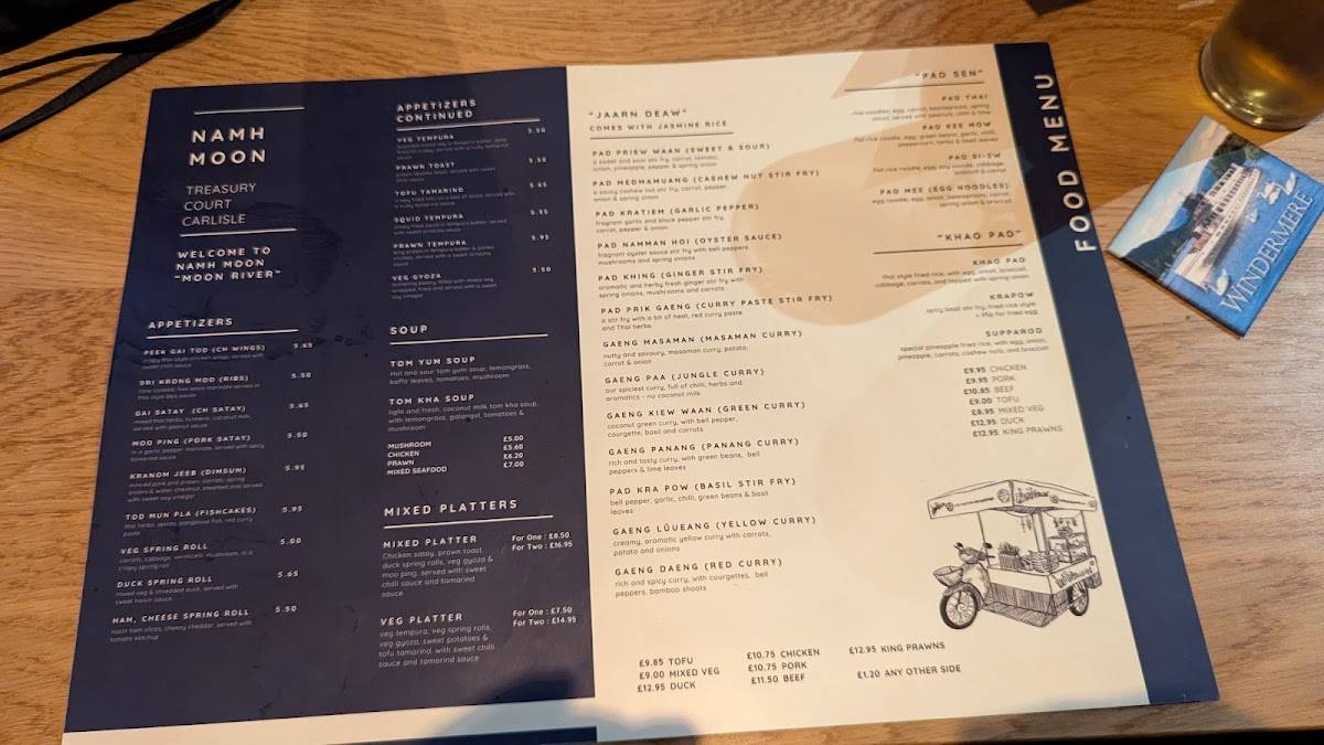 Menu at Namh Moon restaurant, Carlisle
