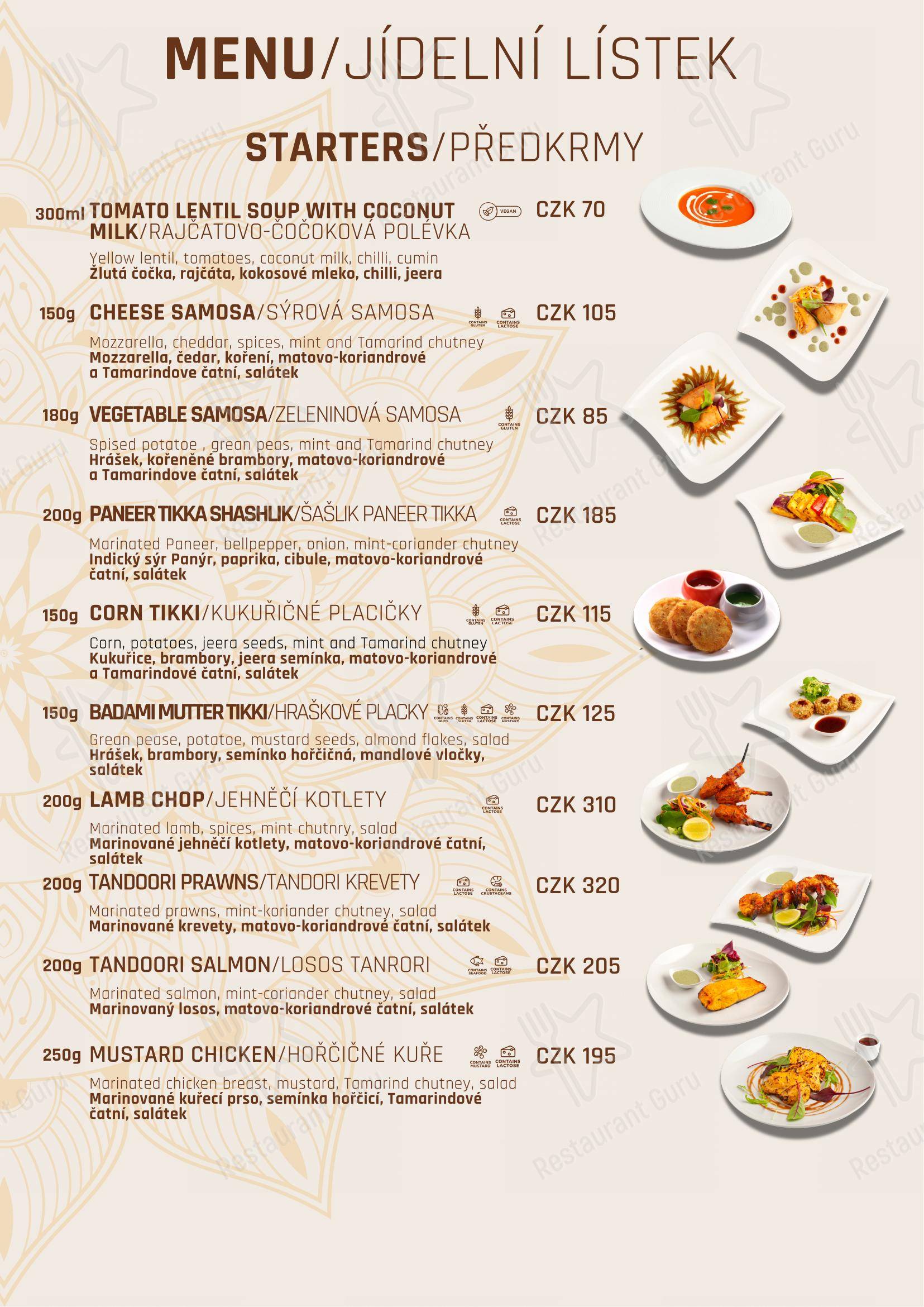 Menu at Namo Indian Restaurant, Teplice