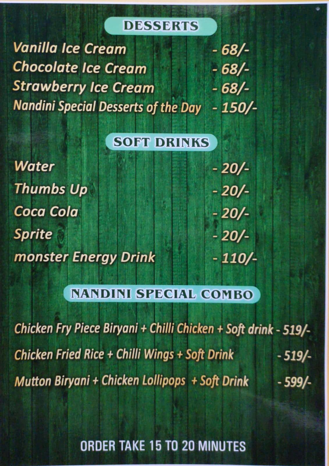 Menu at Jayasree Nandini Grand Multi Cuisine Family Restaurent, Rajahmundry