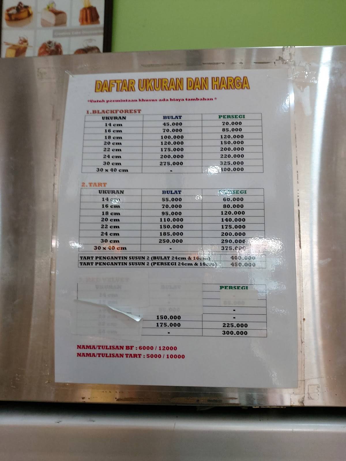 Menu at Nani Cake and Bakery, Purwokerto