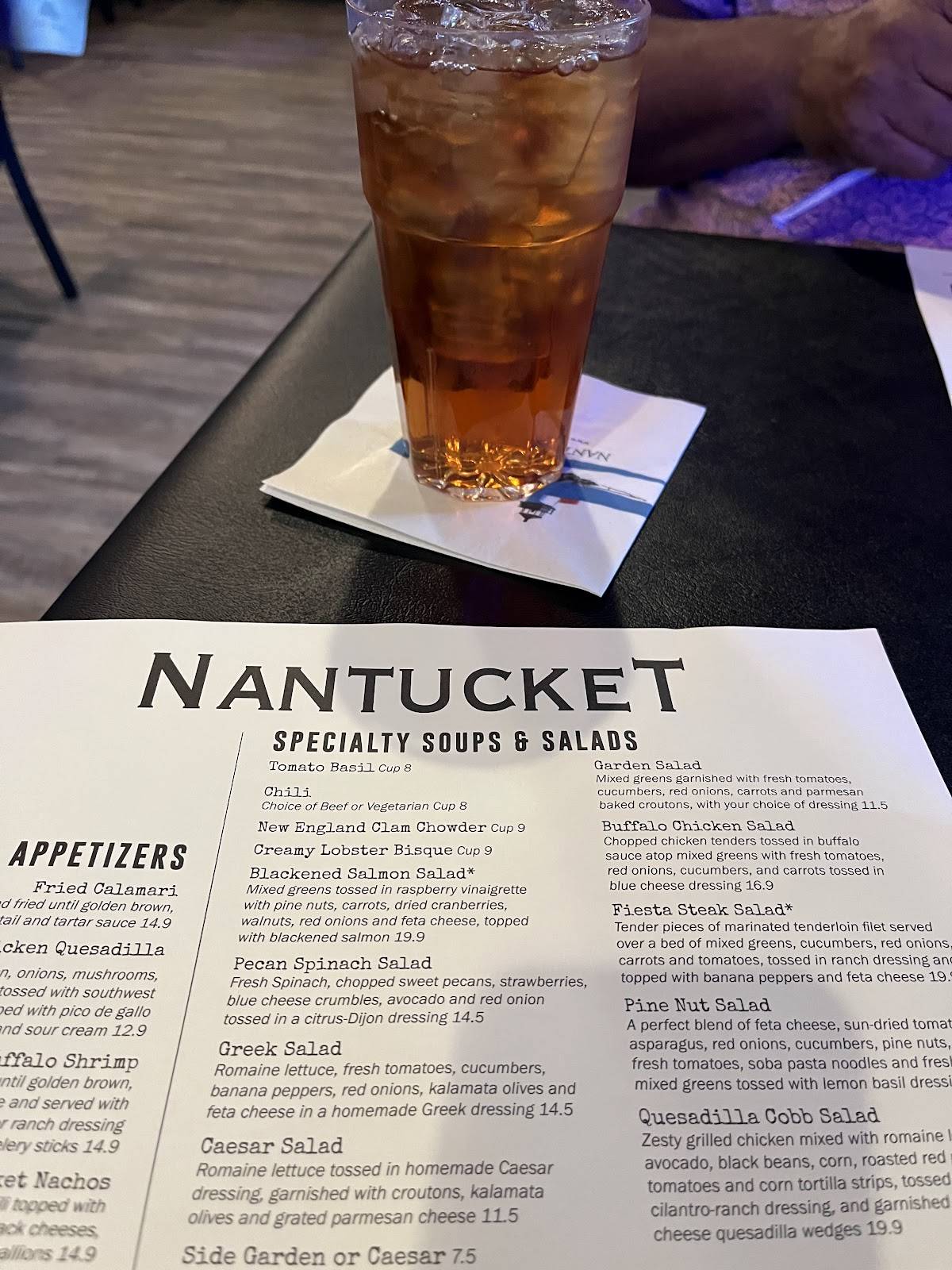 Menu at Nantucket Grill restaurant, Chapel Hill, Farrington Rd
