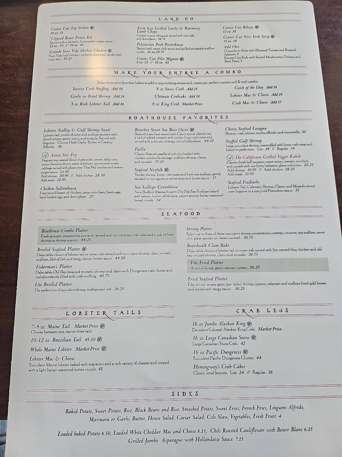 Menu at The Boathouse On Naples Bay restaurant, Naples