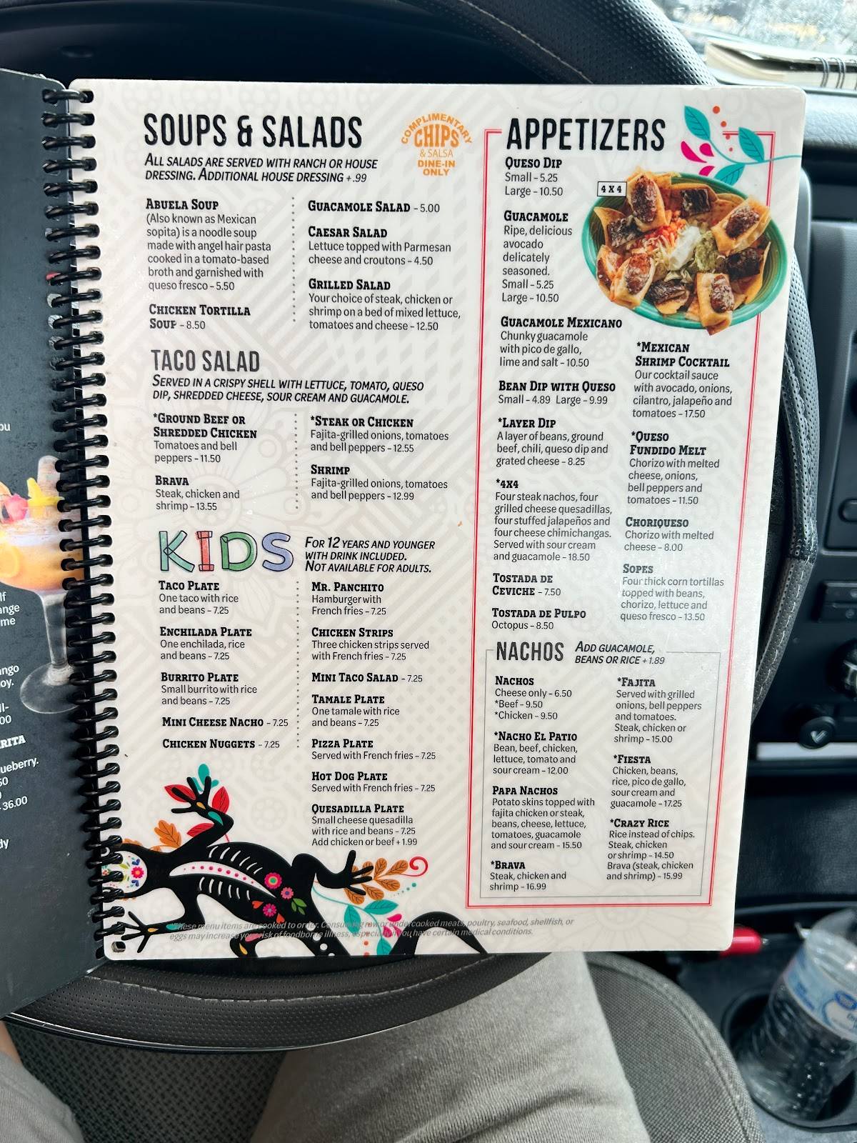 Menu at El Nopal restaurant, Natchitoches
