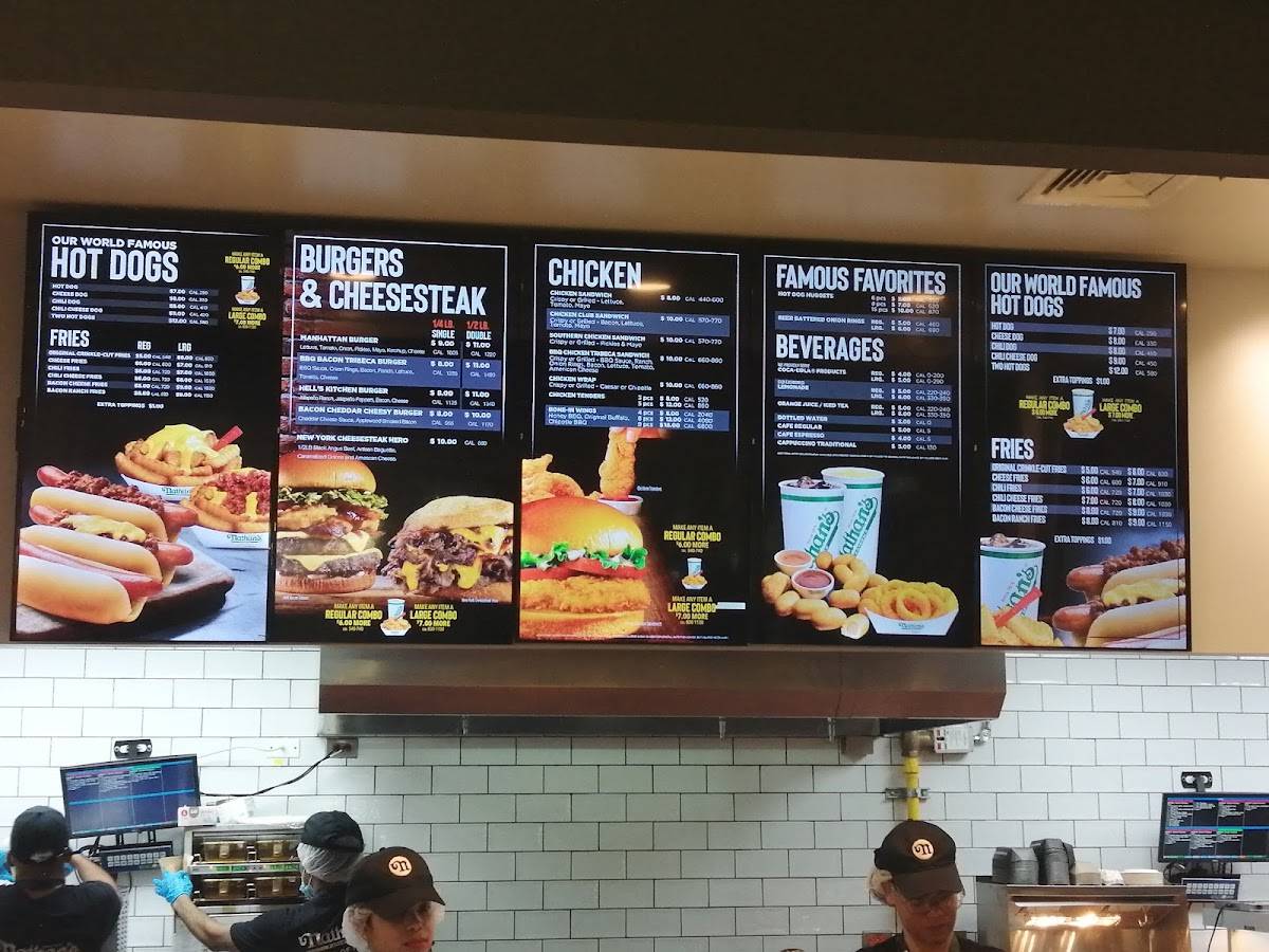 Menu at Nathan's Famous Hot Dogs restaurant, Punta Cana, HJ7J+5J6