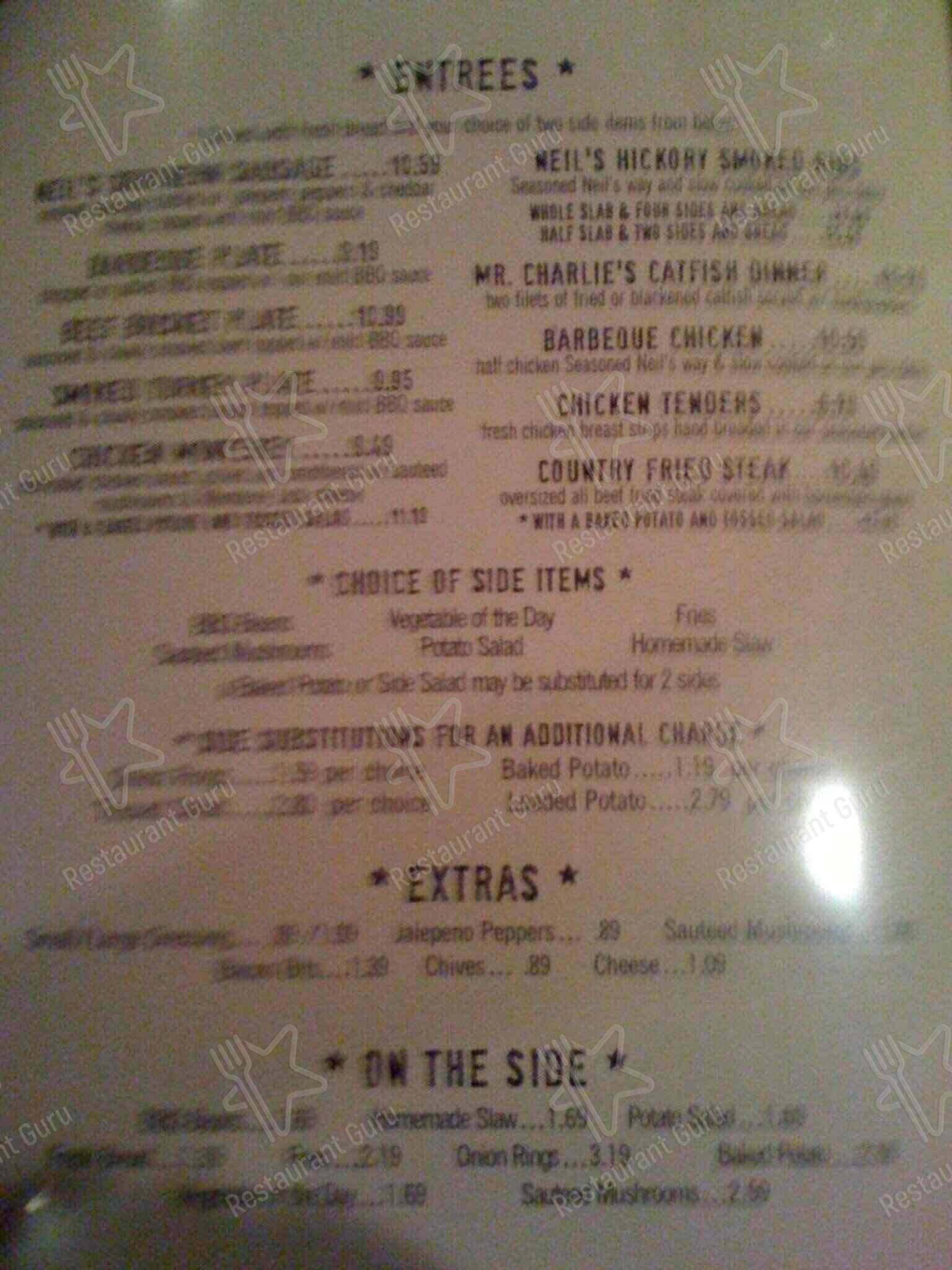 Menu at Timbers BBQ and Grill, Dyersburg