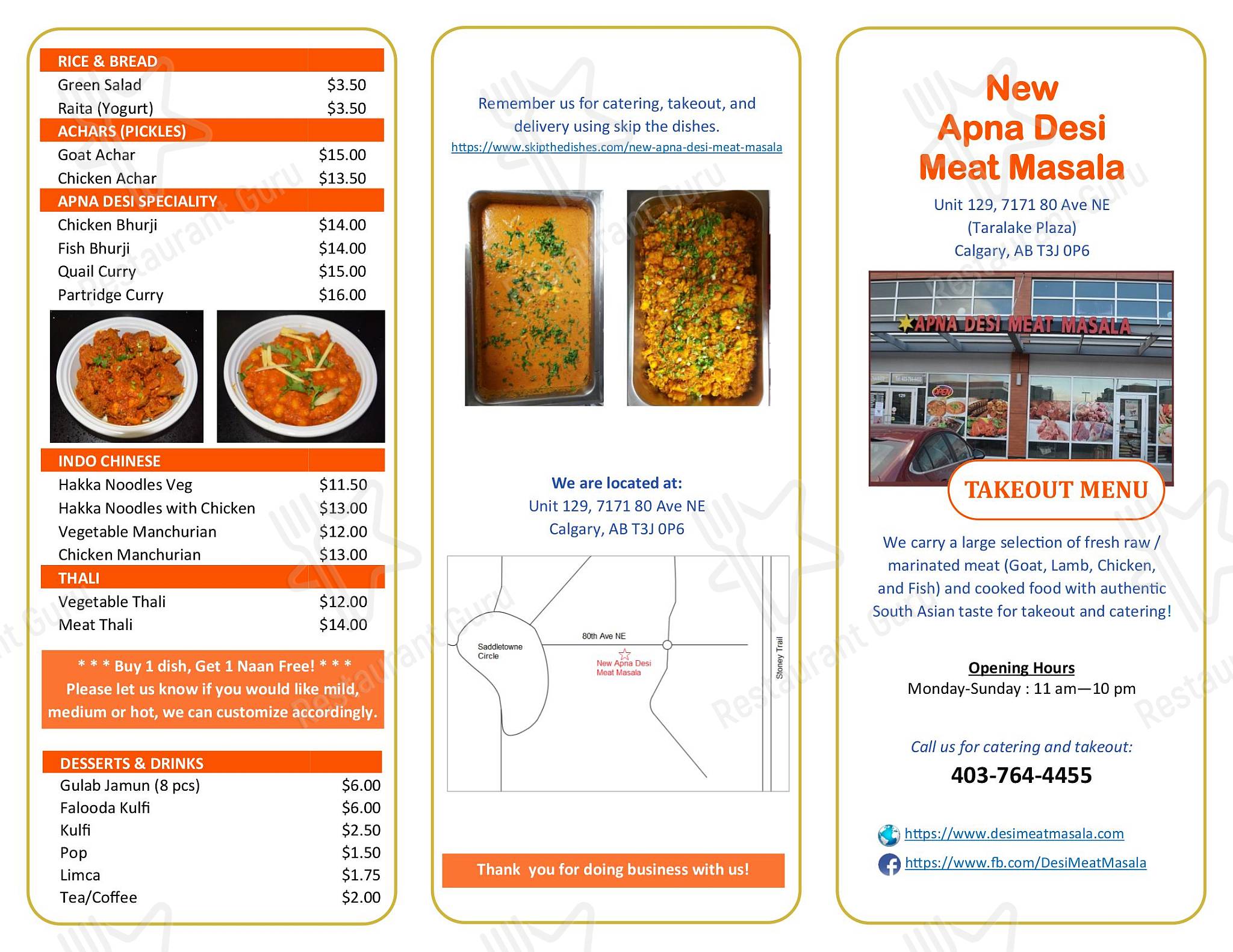 Menu at New Apna Desi Meat Masala restaurant, Calgary