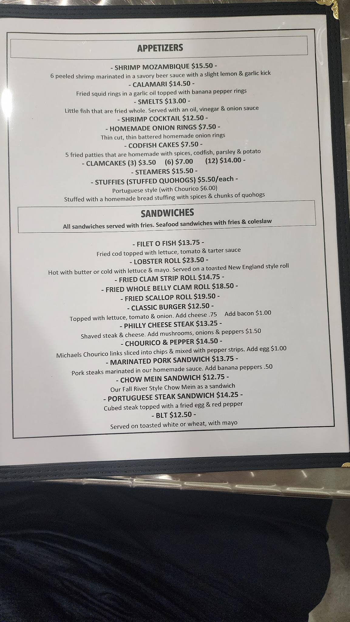 Menu at New England Roadside Grill restaurant, Port Charlotte