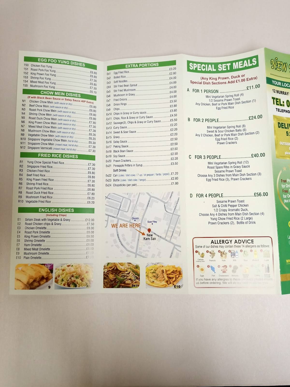 Carta de comida rápida New Kam San, Filey