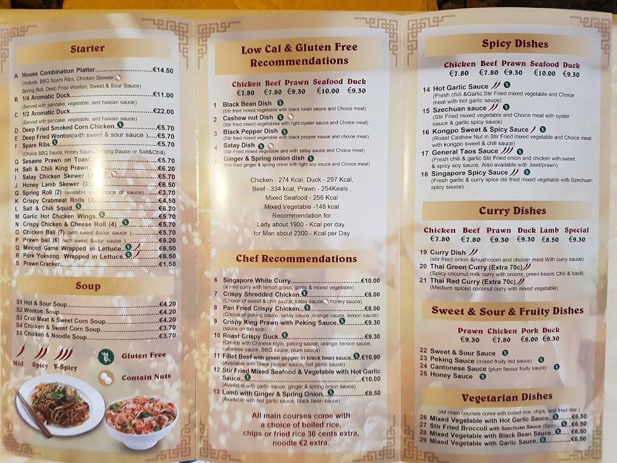 Menu at New Peking restaurant, Killybegs, Main St