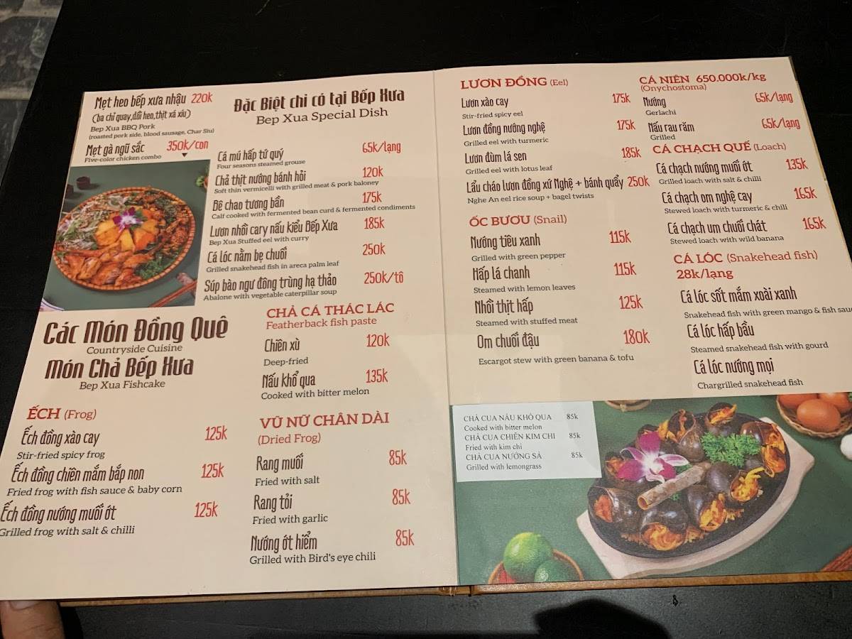 Menu at Nhà Hàng Bếp Xưa restaurant, Da Nang