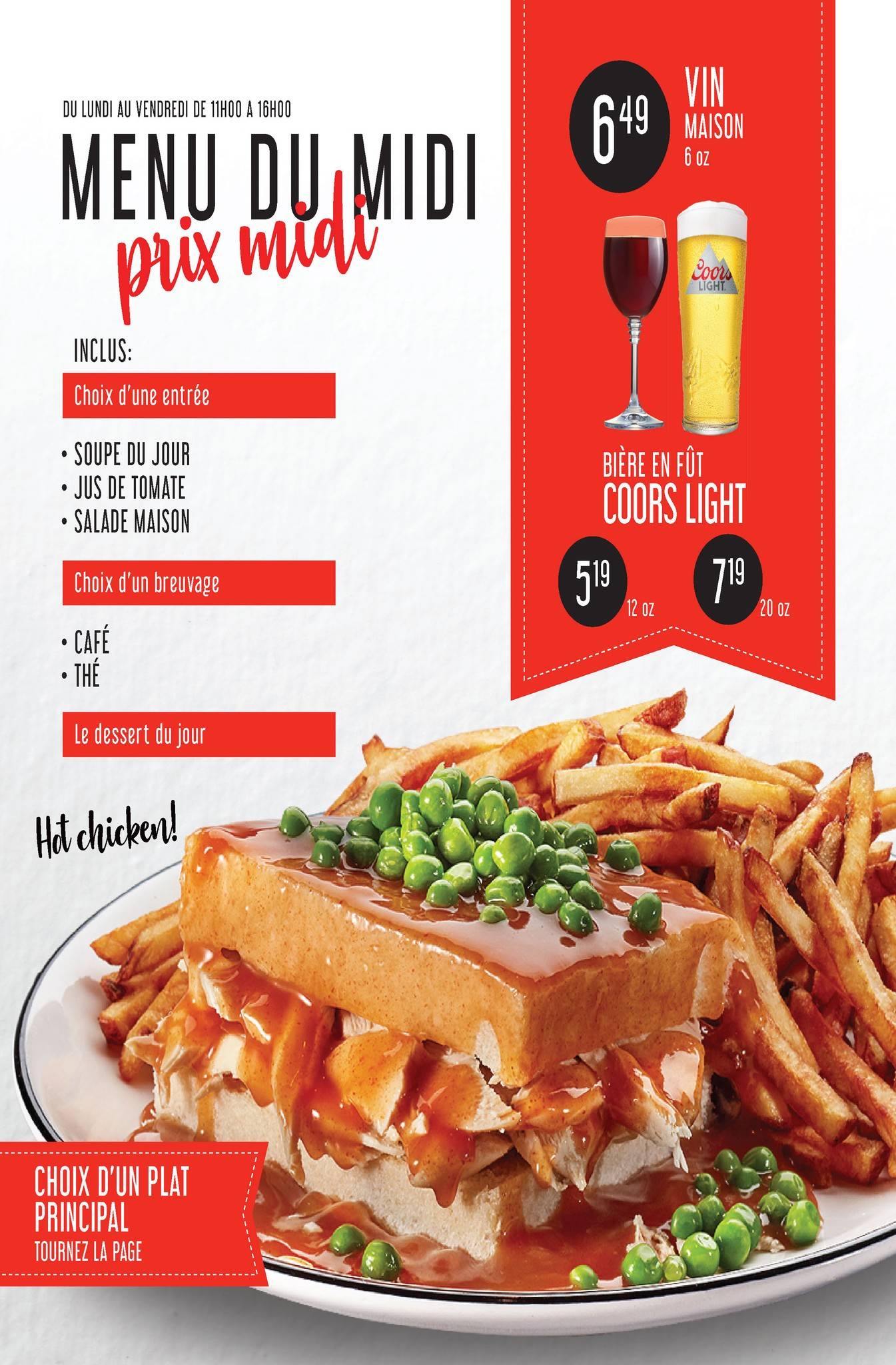 Menu at Nickels restaurant, Gatineau