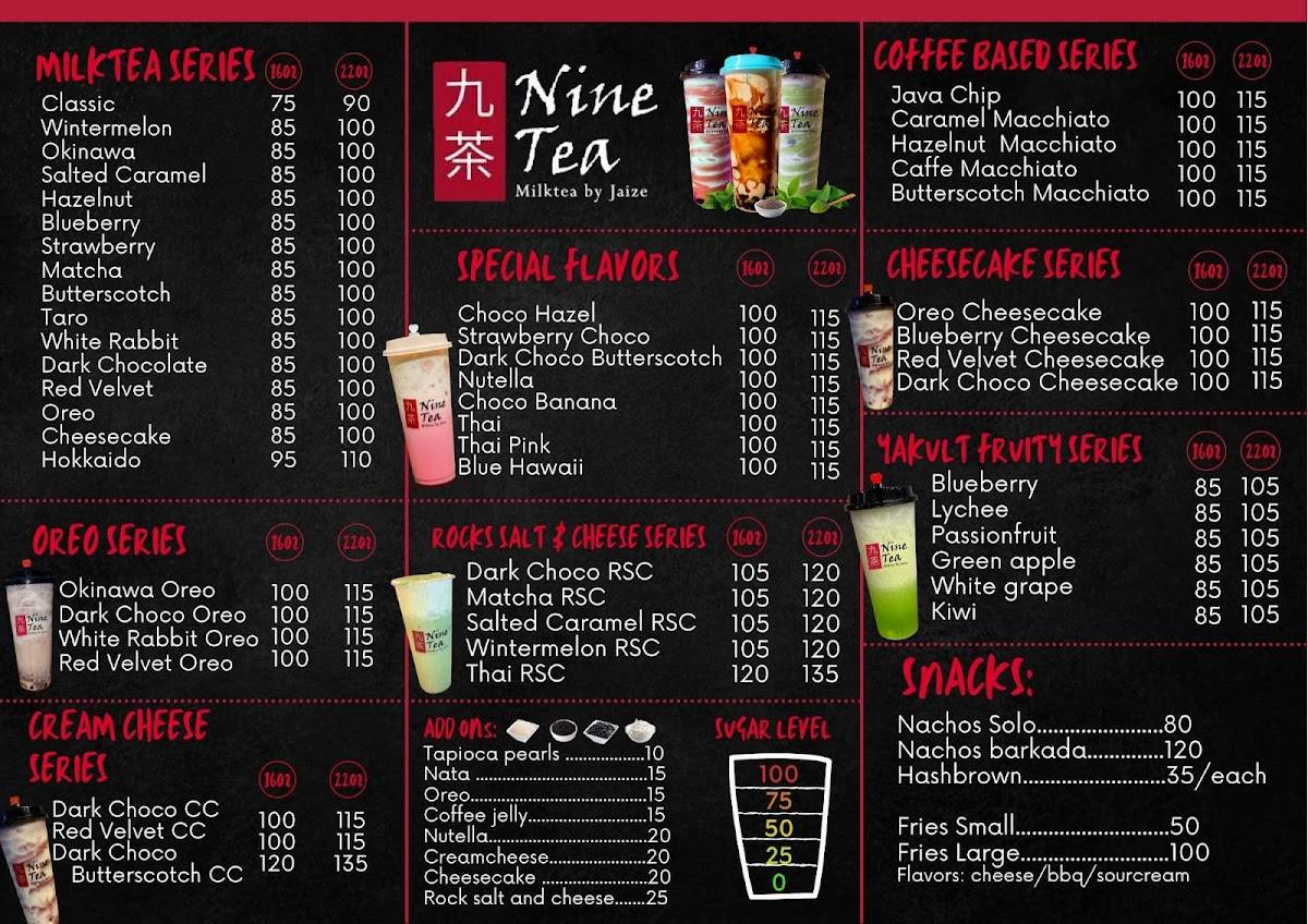 Menu at Nine Tea - Talisay cafe, Talisay City