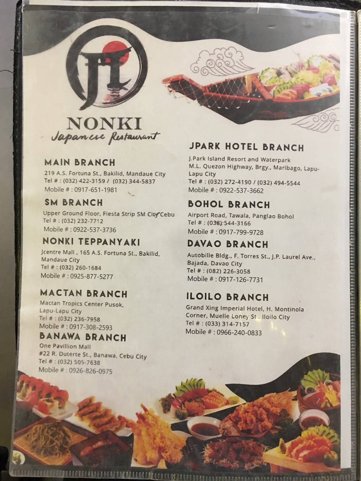 Menu at Nonki Japanese Restaurant (Main - Mandaue), Mandaue City, 219 A ...