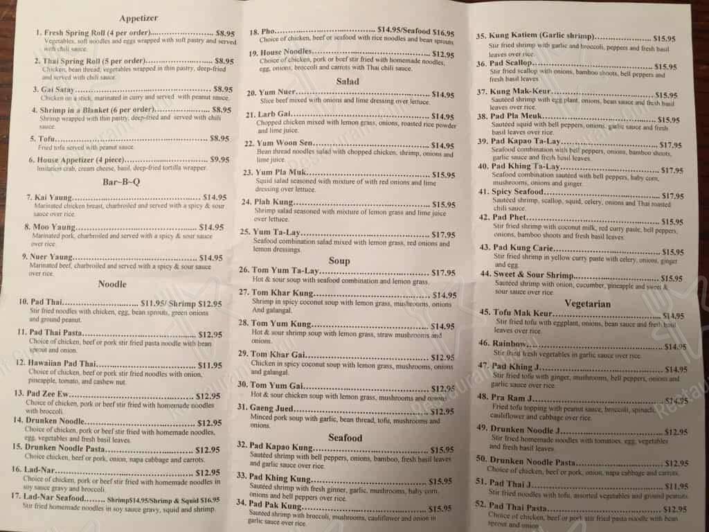 Menu at Noodle House restaurant, Fairbanks