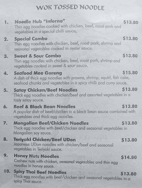 Menu at Noodle Hub fast food, Langwarrin