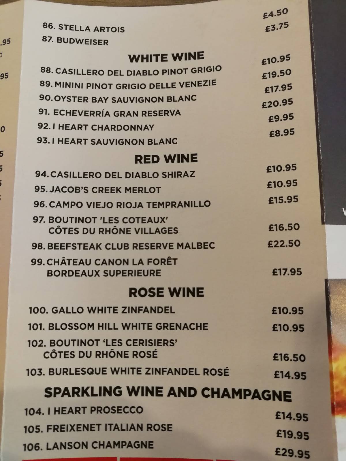Menu at The Sizzle restaurant, Ruislip
