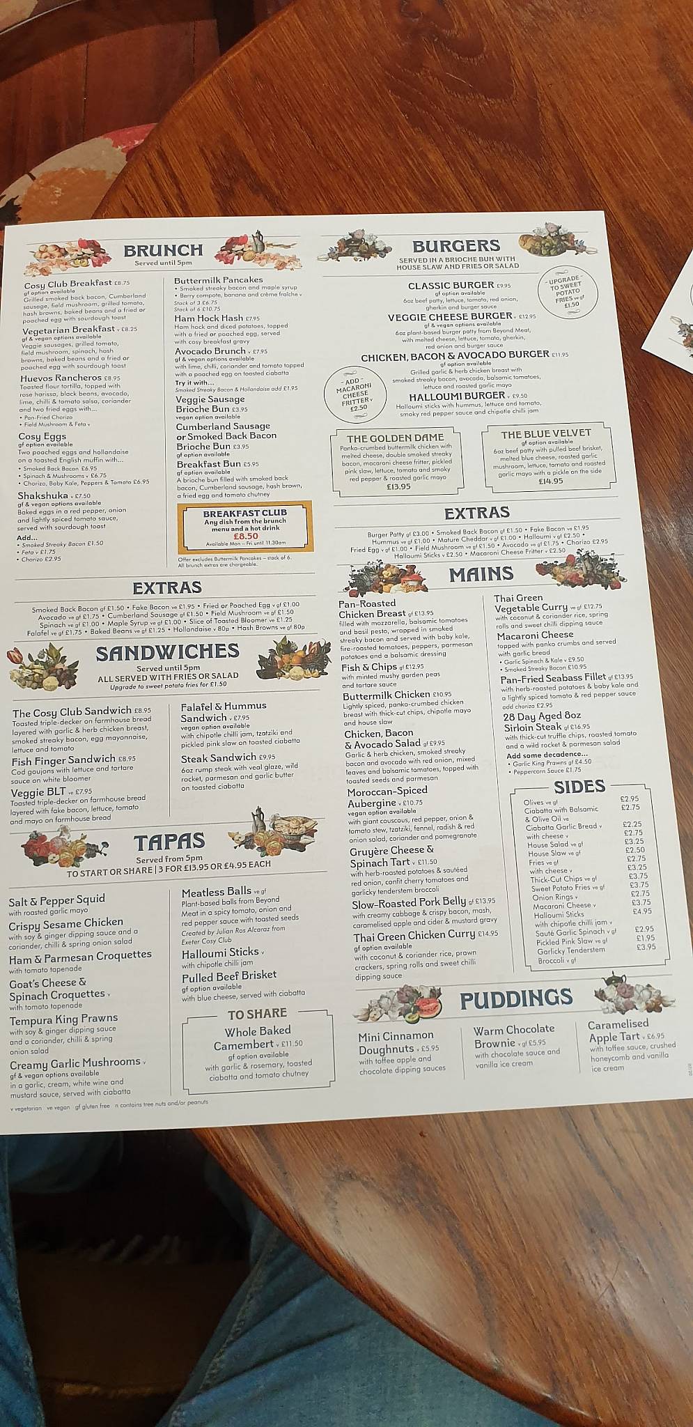 Menu at Cosy Club, Norwich