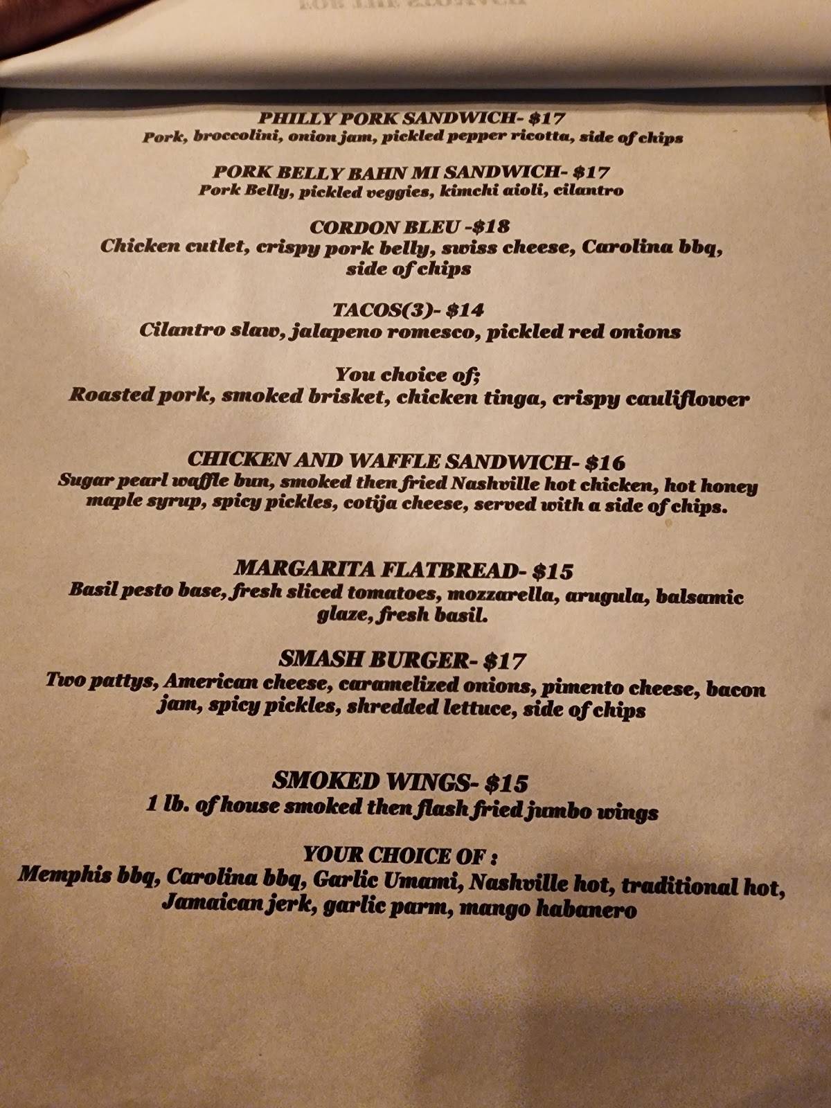 Menu at Notch Eight Craft House pub & bar, Jim Thorpe