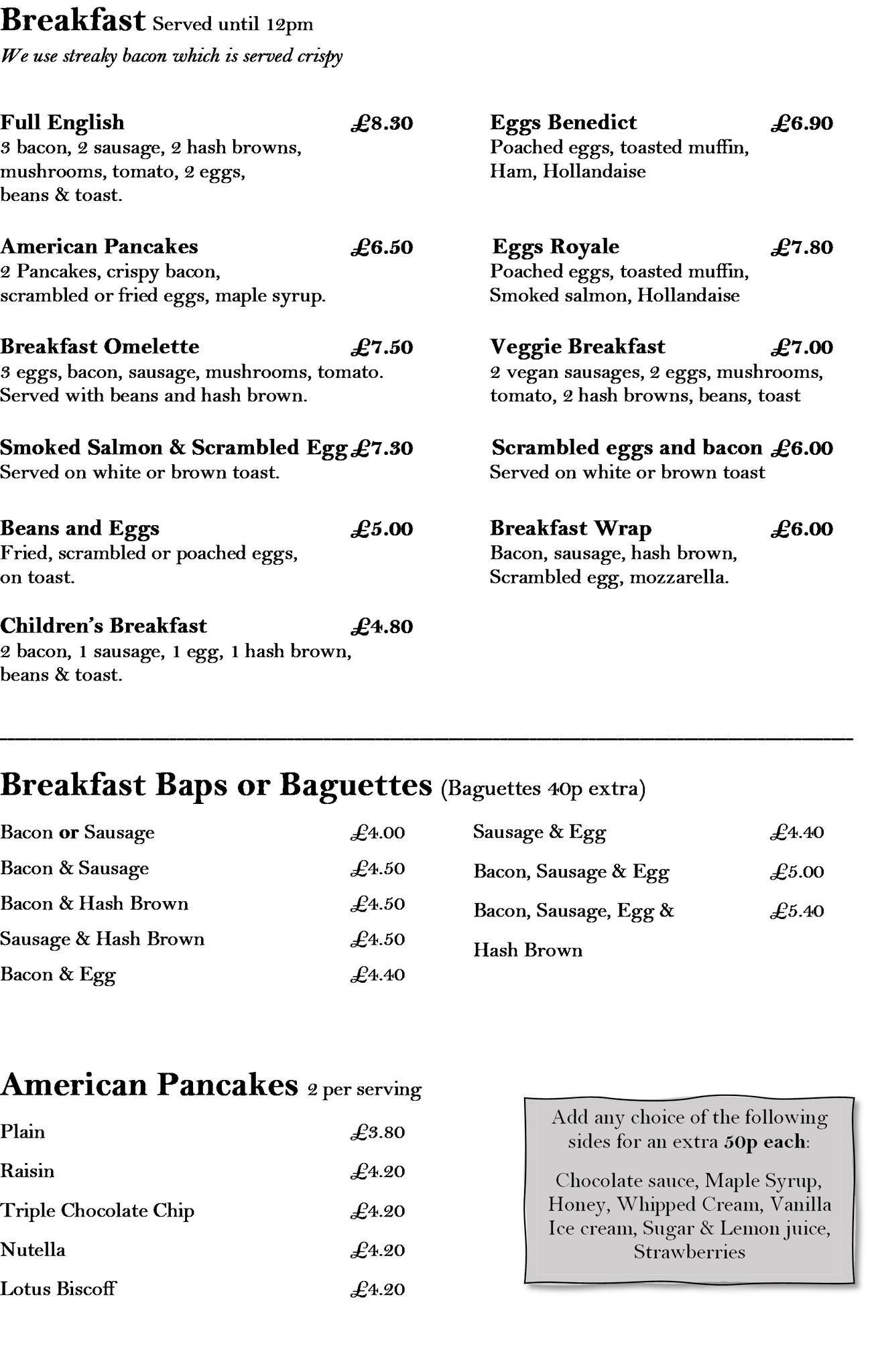 Menu at Number 15 cafe, Southampton