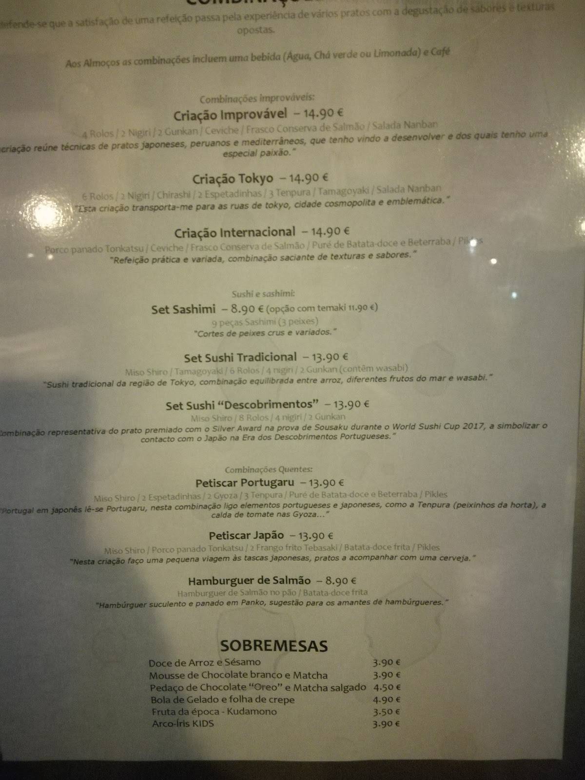 Menu at O Lado Bértolo restaurant, Lisbon, R. Mario de Azevedo Gomes