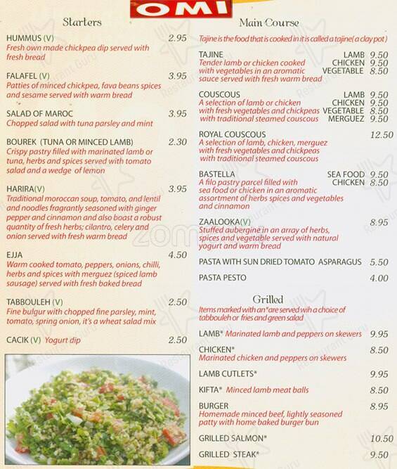 Menu at OMI Restaurant, London