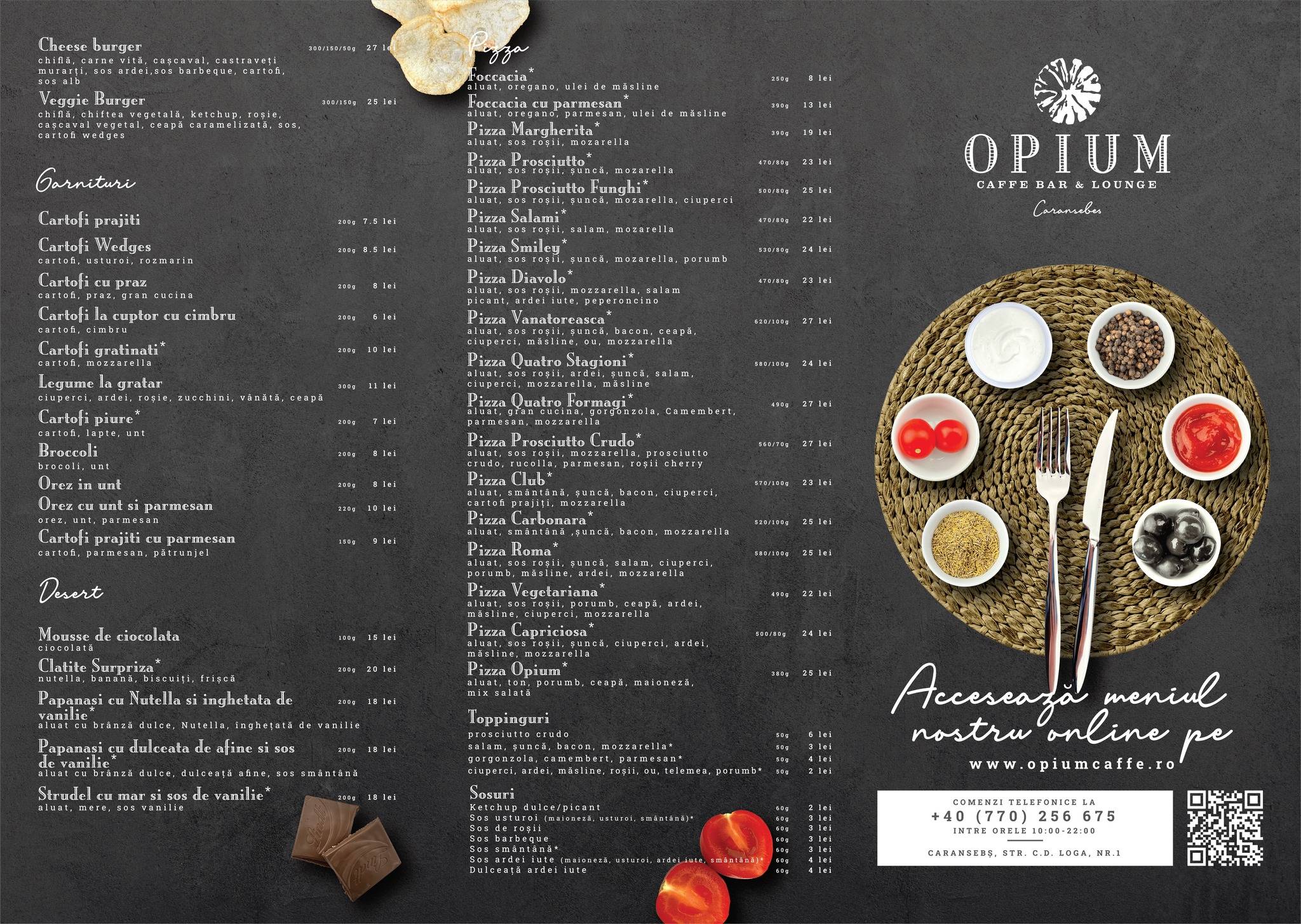 Menu at ”OPIUM” - CAFFE-BAR & LOUNGE, Caransebeș